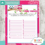 Hot Pink Owl Family Baby Shower Games - D120 - Baby Printables