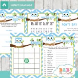 Blue Owl Baby Shower Games - D121 - Baby Printables
