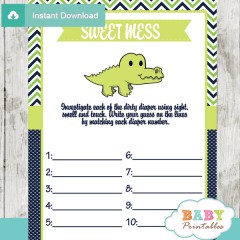 Green & Navy Blue Alligator Baby Shower Games - D144 - Baby Printables