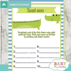 Lime Green & Blue Alligator Baby Shower Games - D145 - Baby Printables