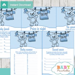 Blue Teddy Bear Baby Shower Games – D296 - Baby Printables