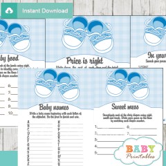 Blue Baby Shoes Baby Shower Games - D171 - Baby Printables