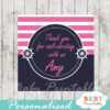 Navy & Pink Nautical Baby Shower Square Labels - D190 - Baby Printables