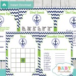 Navy & Green Nautical Anchor Baby Shower Games - D195 - Baby Printables