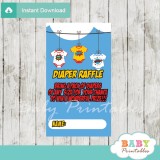 Comic Superhero Bodysuits Diaper Raffle Tickets - D211 - Baby Printables