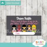 Superhero Girls Diaper Raffle Tickets - D212 - Baby Printables
