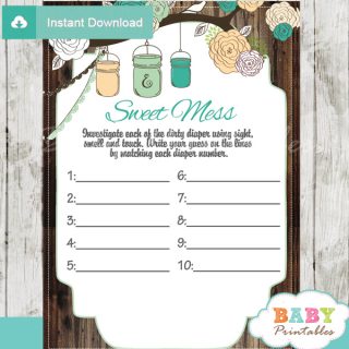 Rustic Country Mason Jar Baby Shower Games Package, Blue & Peach - D250 ...