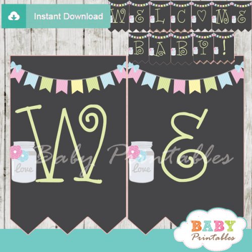 Chalkboard Bunting Mason Jar Banner - D253 - Baby Printables