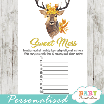 Fall Mums Deer Baby Shower Games - D346 - Baby Printables