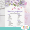 Floral Purple Butterfly Baby Shower Games – D234 - Baby Printables