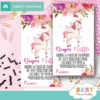 Pink Floral Unicorn Diaper Raffle Tickets - D485 - Baby Printables
