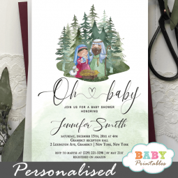 Holy Family Religious Baby Shower Invitations - D494 - Baby Printables