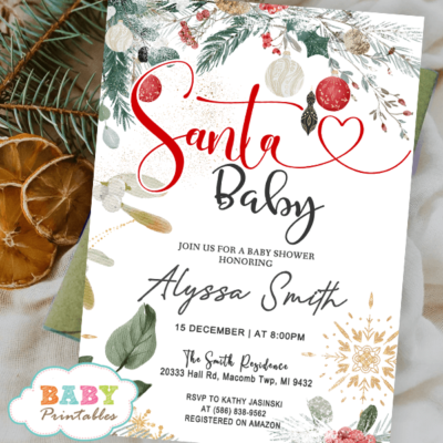 Christmas Magic Santa Baby Shower Invites – D513 - Baby Printables
